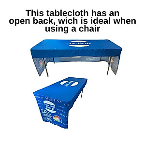Personalized Customized with Logo Table Cloth 4FT 6 FT 8 FT Table for Tradeshow Events Birthday Wedding Anniversary Tradeshow Mantel Personalizado (Rectangle 6FT30 x 72" x 30" No Pleats no Back)