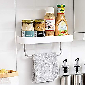 Alvinlite Shower Caddy Shelf Organizer with Hooks - 2 in 1 Wall Mounted Bathroom Towel Rack Holder for Storage