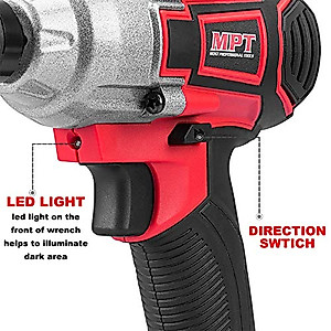 MPT Impact Torque Wrench Cordless, 21V 1/2-inch Brushless Impact Driver with 3.0Ah Li-ion Battery Fast Charger, 250 Ft-lbs(350N.m) Impact Gun/Drill for Car Tires