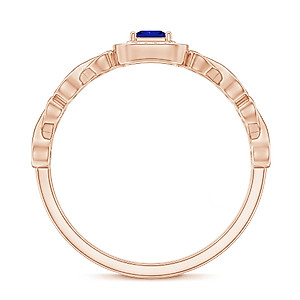 Certified Lab Grown Blue Sapphire Infinity Heart Ring with Diamond | AAAA Quality, 14K Rose Gold, Size:US 6.50