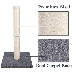 Cat Scratching Post Carpet, Tall Big Sisal Rope Cat Scratch Pole for Cats and Kittens, Stable Carpeted Heavy Base (Blue/Grey)