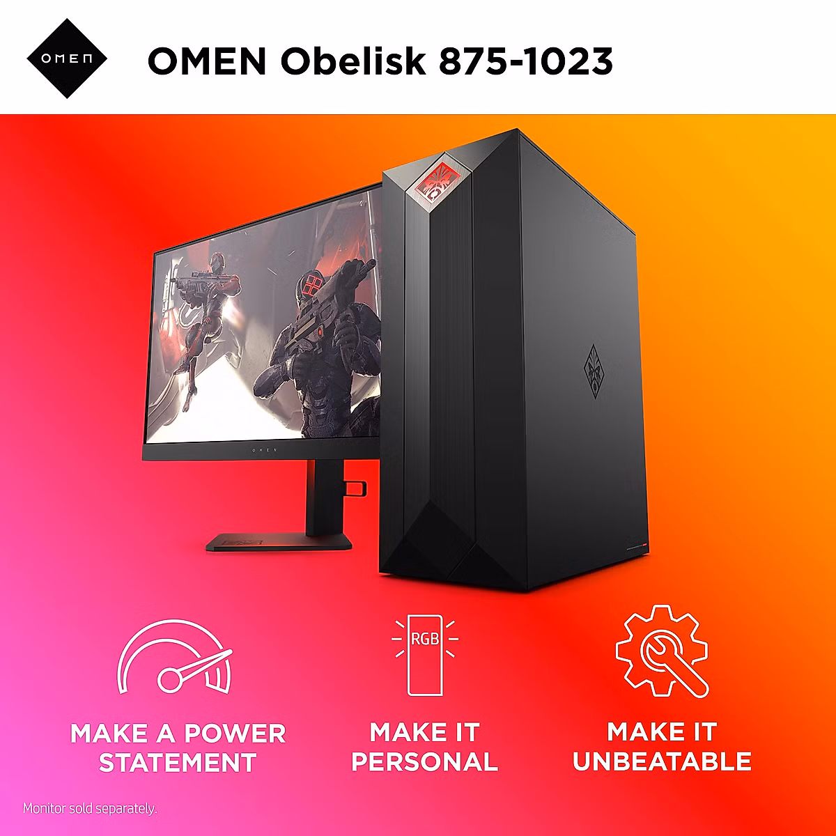 Omen by HP Obelisk Gaming Desktop Computer, 9th Generation Intel Core i9-9900K Processor, NVIDIA GeForce RTX 2080 SUPER 8 GB, HyperX 32 GB RAM, 1 TB SSD, VR Ready, Windows 10 Home (875-1023, Black)