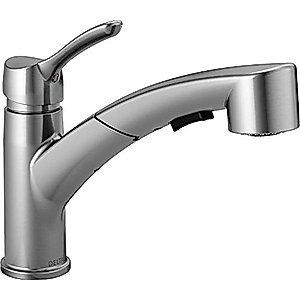 Delta Faucet Collins Single-Handle Kitchen Sink Faucet with Pull Out Sprayer and Magnetic Docking Spray Head, Arctic Stainless 4140-AR-DST