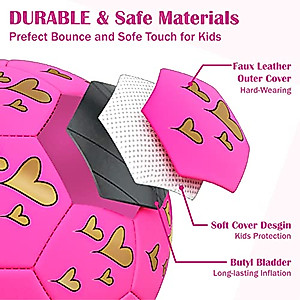 PP PICADOR Kids Soccer Ball Size 3, Toddler Pink Soccer Balls for Little Girls Boys Child 4-8 Gift Toys Outdoor Home Sport with Pump