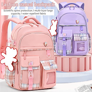 HANXIUCAO Backpacks for Girls Large Bookbags for Teens Girls Backpack for School Laptop Compartment Primary School (Pink)