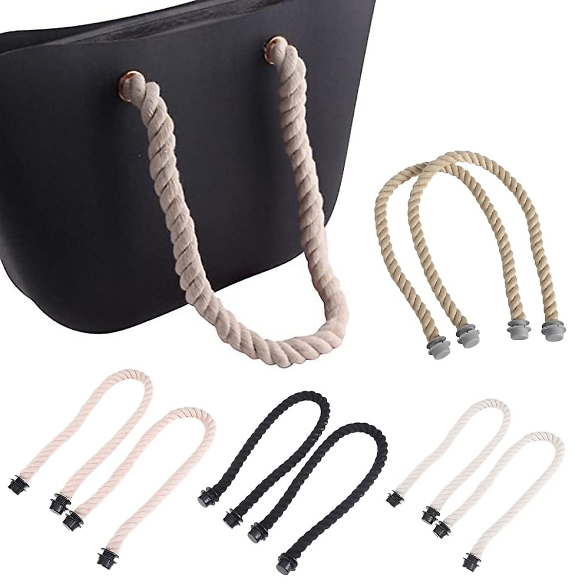 Gcroet 2 Pcs Classic Rope Handle Handle Replacement for Obag Canvas Bag Accessories Women's Bag White Handles O Bag, O Bag Accessories, O Bag Long Handles, Spare Handles, Long Handles O Bag
