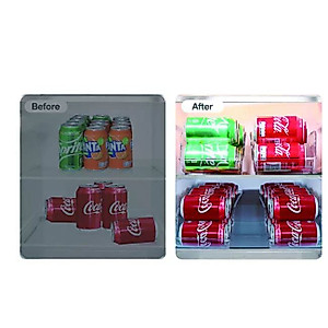 Clear Soda Can Organizer for Fridge, Kitchen, Pantry, Cabinets, Countertop Beverage Holder Set of 1