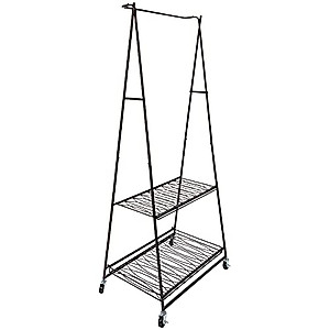 Artesa Verona Rolling Laundry Garment Rack with Shelves, Black