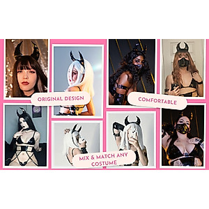 MOEFLAVOR Cyber Succubus Headband | Devil Horns Kawaii Anime Cyberpunk Head Band Matches Any Halloween and Cosplay Costume