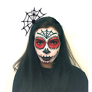 Halloween Spider Web Fasciantor Spider Spiderweb Halloween Party Head Piece (Black Spider)