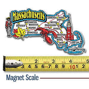 Massachusetts Jumbo State Magnet by Classic Magnets, 4.8" x 2.8", Collectible Souvenirs Made in The USA