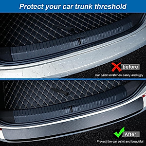 Moteloor Black Carbon Fiber Textured Leather Sticker for The Threshold bar Outside The car Boot, Anti-Scratch Strip Anti-Kick Film Protective pad for The Rear Guard（35.43 * 3.15 in）