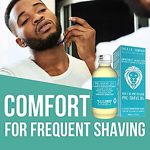 Pre Shave Oil for Men - Shaving Oil Made with Natural Oils - Good for Close Shave and Smooth Shave - Suitable for Sensitive Skin - Use on Face or Head - Classic Barbershop Scent - 60ml