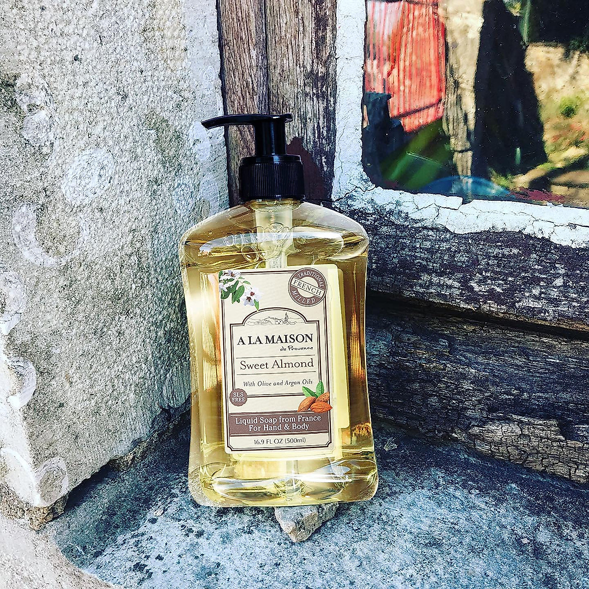 A LA MAISON French Liquid Hand Soap, Almond - Natural Hand Wash Made with Essential Oils - Biodegradable, Plant-Based, Vegan, Cruelty-Free, Alcohol & Paraben Free (16.9 oz, 3 Pack)