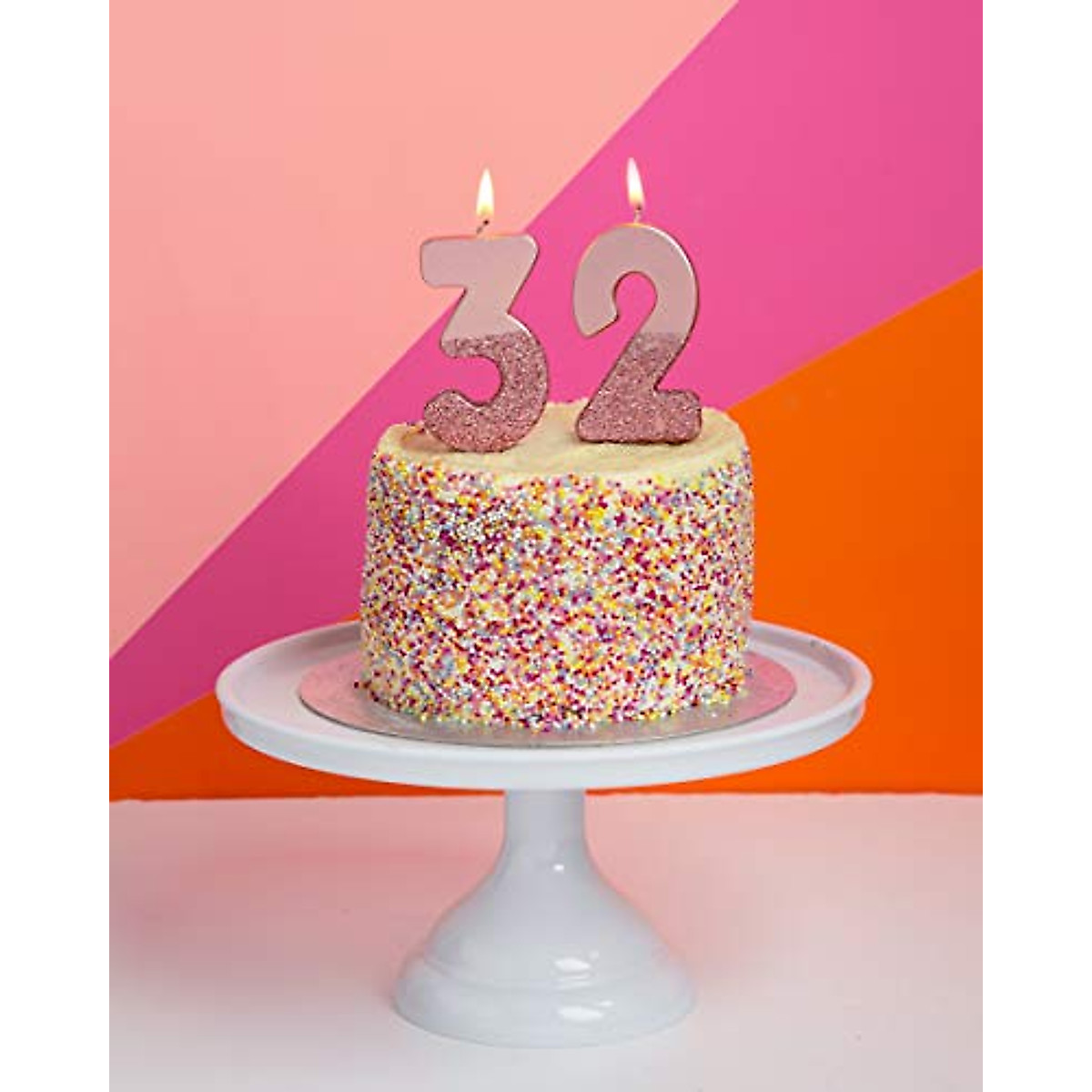 Talking Tables Rose Gold Glitter Number 2 Candle Premium Quality Cake Topper Decoration Pretty, Sparkly for Kids, Adults, 21st Birthday Party, Anniversary, Milestone