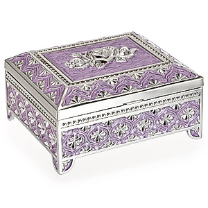 Hipiwe Vintage Metal Jewelry Box Trinket Storage Box Rectangle Treasure Chest Case Earring Ring Necklace Bracelet Organizer Decorative Keepsake Box Birthday Gift for Women Girls