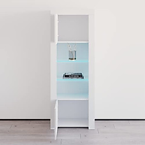 MEBLE FURNITURE & RUGS Milano Bookcase Matte Body & High Gloss Fronts (White)