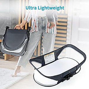 Sporary Travel Bassinet Portable Bassinet，Portable Travel Crib Infant Travel Bed with Mosquito Net and Canopy，Lightweight and Foldable