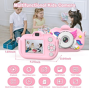 Kids Camera for Girls, 3-12 Year Old Girl Toys Christmas Birthday Gifts, 32MP HD Dual Lens Toddler Camera for Kids, 1080P Video Kids Digital Camera, Kid Camera Toys with 32GB TF Card