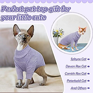 DENTRUN Sphynx Hairless Cats Shirt Pullover Kitten T-Shirts, Breathable Cat Wear Turtleneck Sweater Adorable Cat's Clothes Vest Pajamas Jumpsuit
