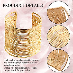37YIMU 4 Pcs Gold Cuff Bangle Bracelet for Women Open Wide Wire Bracelets Gold Wrist Cuff Wrap Bracelets