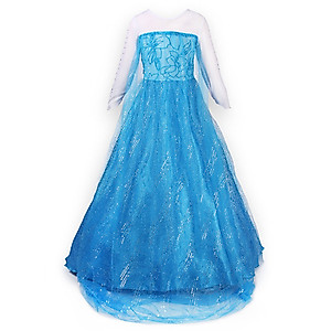 JerrisApparel Princess Dress Queen Costume Cosplay Dress Up with Accessories (4-5, Blue with Accessories)