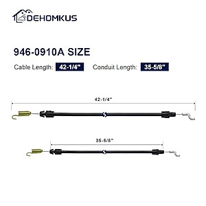 DEHOMKUS 946-0910A Clutch Auger Engagement Cable for MTD Cub Cadet Craftsman Ryobi Yard Man Troy-Bilt Yard Machines Snowblowers - 746-0910A 746-0910 SnowThrowers
