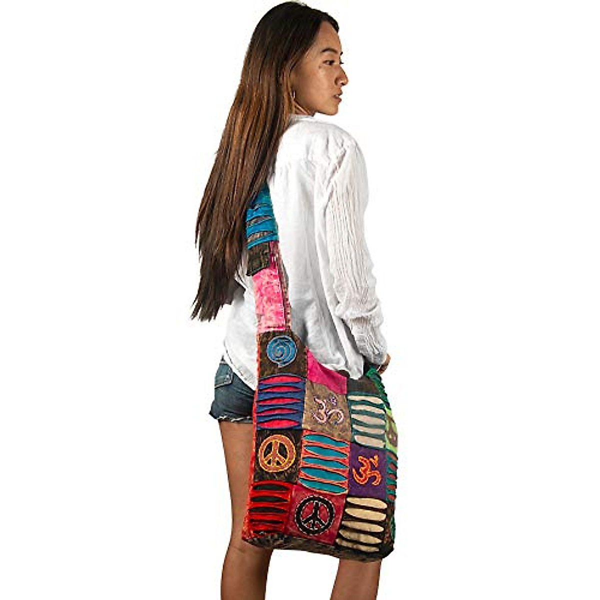 Hobo Colorful Shoulder Bag Women Sling Slouch Hippie Boho (OM-Peace)
