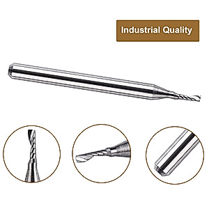 SpeTool 5PCS Carbide Spiral O Flute End Mill with 1/16 Inch Cutting Diameter 1/8 Inch Shank 3/16" Cutting Length,Single Flute CNC Router Bit for Acrylic PVC Wood Cutter