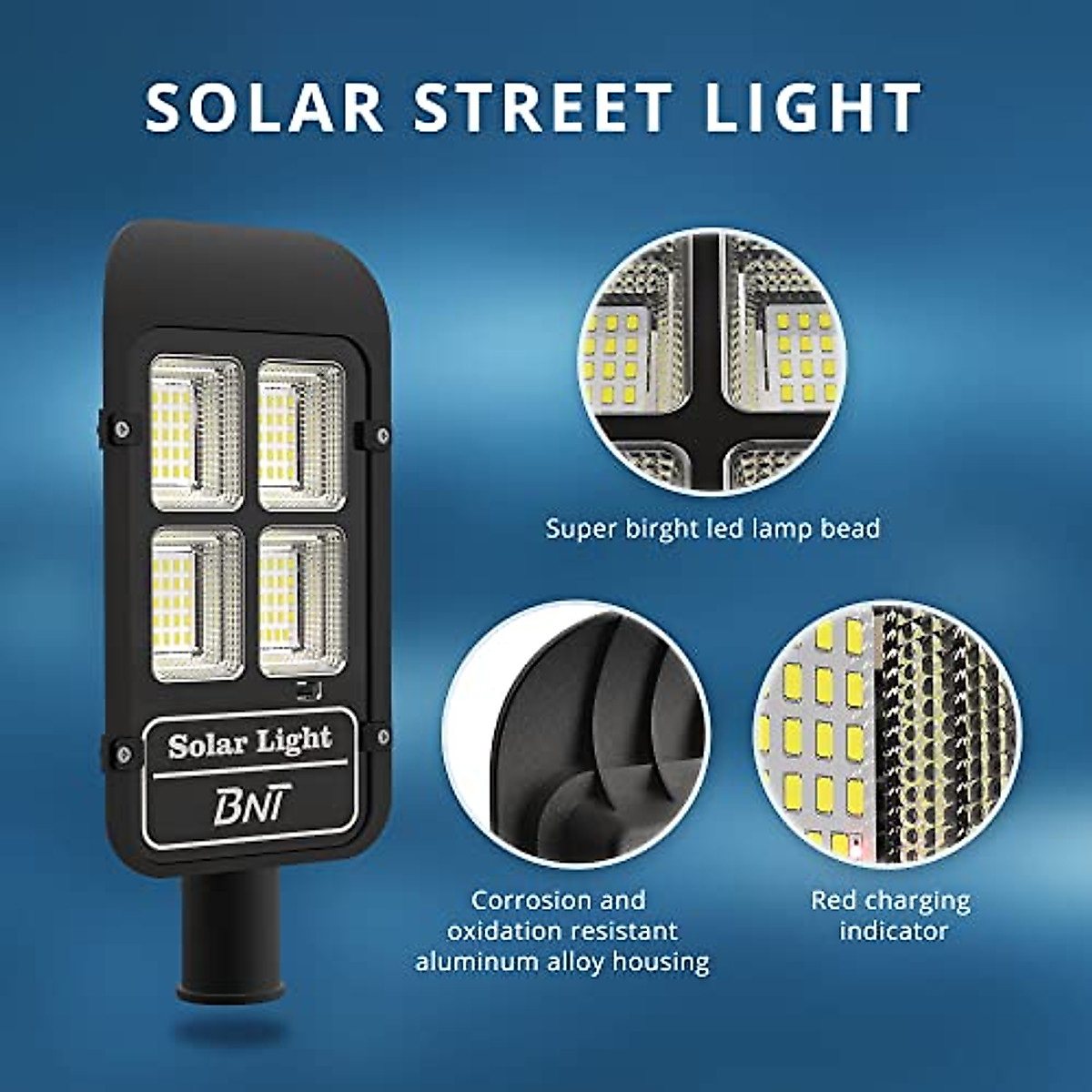 BNT 300W Solar Street Lights Outdoor, 30000LM LED Solar Flood Light, Dusk to Dawn Super Bright LED Solar Powered Street Light with Remote Control, for Yard, Parking Lot, Stadium