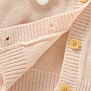Neiwech Baby Girl Cardigan Sweater Toddler Knit V-Neck Button Long Sleeve Outwear Fall Winter Clothes Beige 2-3 T