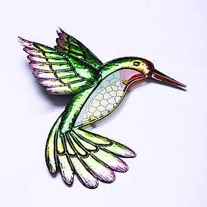 POXOHO Mosaic Hummingbird Metal Wall Decoration Glass Wall Art Indoor Wall Decoration Outdoor Wall Sculpture Hanging Decorates Bedrooms, Porches, Fences, Terraces and Gardens Set of 2