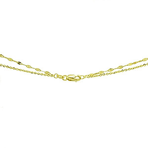 Hoops & Loops 14K Yellow Gold Italian Chain Hammered Mariner Layered Dainty Lariat Y-Necklace