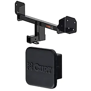 Curt 13410 22272 Class 3 Trailer Hitch with 2 Inch Receiver and 2 Inch Rubber Hitch Tube Cover Bundle for 10-19 Subaru Outback