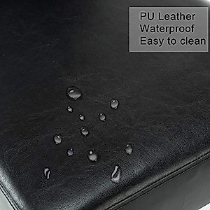 LSSPAID Dining Chairs, PU Leather Padded Dining Chair, Modern Solid Wood Kitchen Chairs, Set of 4, Black