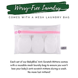 Anti-Scratch Baby Mittens - Pack of 7 Unisex Newborn Mitts - No Scratch Gloves for Boys and Girls - Cotton Gloves For Infants 0-6 Months Old + Laundry Bag