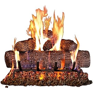 Peterson Real Fyre 18-inch Live Oak Log Set with Vented Burner and Gas Connection Kit. Match Lit (Natural Gas Only)