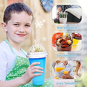 KTEBO Frozen Magic Slushy Cup, Smoothie Cups with Lids and Straws, Slushie Maker Cup is Cool Stuff Things, Fasting Cooling Make Milkshake smoothie Freeze Beer - TIKT0K Trend Items Cool Gadgets-Blue
