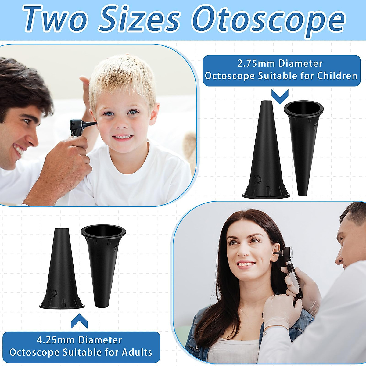Saysurey Reusable Otoscope Specula Dispenser with 200 Pcs 2.75/4.25 mm Otoscope Tips Plastic Dispenser for Disposable Ear Specula