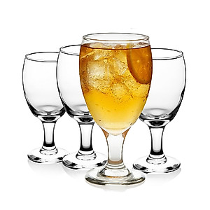 Fonteme Classic Goblet Wine Glasses with Stem (Set of 4) | Dishwasher-Safe, Lead-Free Clear Goblet for Cocktails, Wine, Margarita | Beverage Glasses for Dinner, Parties, Bars & Restaurants (16 Ounce)