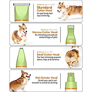 unibono Dog Cat Grooming Kit, All-in-One Low Small Noise Paw Trimmer Electric Puppy Hair Clippers Rechargeable Cordless IPx7 Waterproof Claw Trimmer Shaver Nail Grinder for Small to Medium Pet