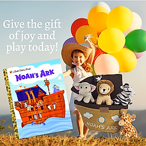 ebba Noah's Ark Plush 6 Piece Gift Set, Little Golden Book® Noah's Ark Book, Plush Noah's Ark 5-Piece Set, 8 inches