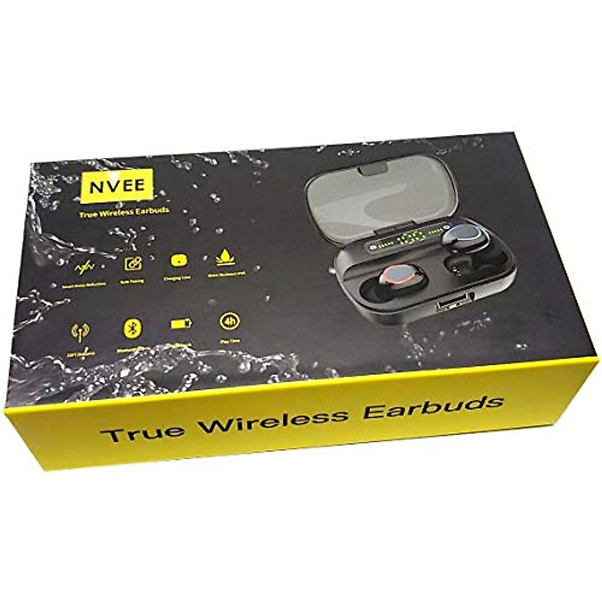 Azpen NVEE True Wireless Earbuds, Bluetooth 5.0, Sweatproof IPX5, Pumping Bass, Noise Reduction, Charging/Battery Power Bank