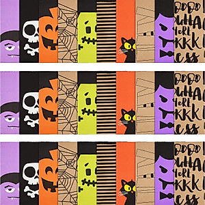 Outus 60 Pieces Halloween Goddie Bag Halloween Paper Gift Bags Trick or Treat Bags Party Favor Candy Bags with 66 Pieces Halloween Stickers