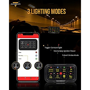 Auxbeam RGB Bluetooth 8 Gang Switch Panel AR-820 Toggle Momentary Pulsed Switch Pod for Truck UTV Offroad Boat with Switch Panel Sticker