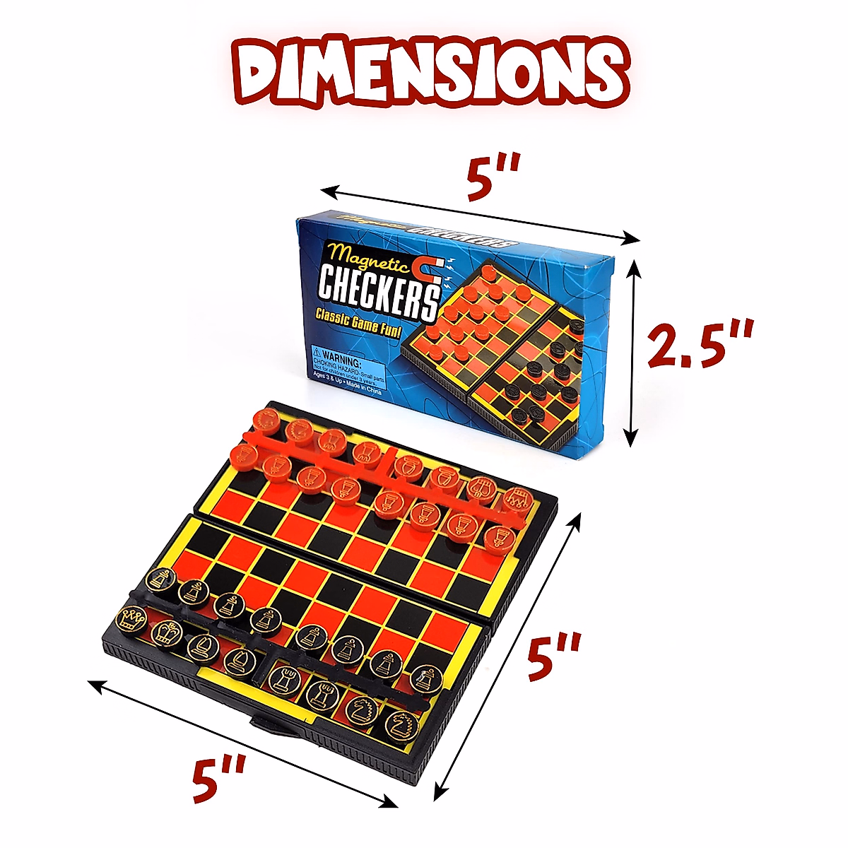 Mini Magnetic Board Games - Set of 12 Individually Packaged Travel Games for 2 players - Checkers Chess Solitaire Tic Tac Toe and Much More. Mini Games for Kid s