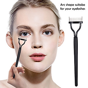 Eyelash Comb Lash Brush Separator 2Pcs, Dust2oasis Eyelashes Separator Curler Makeup Mascara Applicator, Eyelash Grooming Brushes Metal Teeth, Eye Makeup Brush Tools with Comb Cover dark black