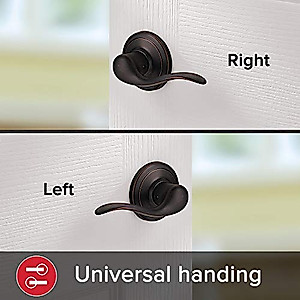Kwikset Prescott Front Door Handle with Interior Tustin Lever Featuring Microban Antimicrobial Product Protection, Venetian Bronze Front Door Hardware Does Not Include a Deadbolt