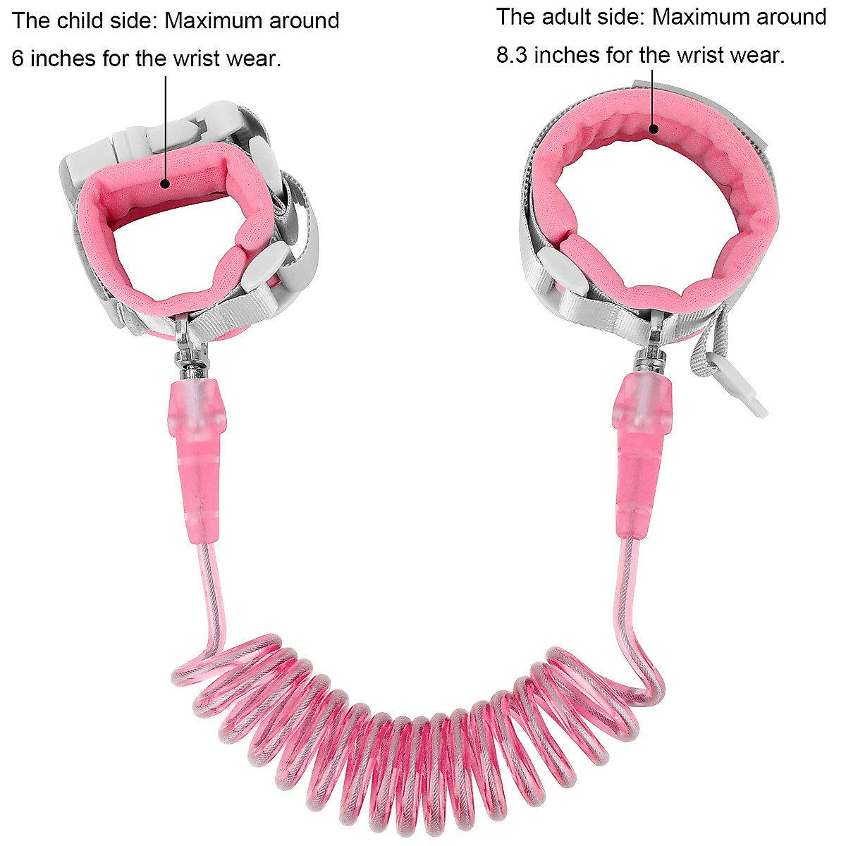 Blisstime Toddler Leash, Kid Leash Anti Lost Wrist Link with Key Lock Upgraded Baby Leash with Safety Wristband Rope for Babies Toddlers Child Kids (4.9ft/1.5m, Pink)