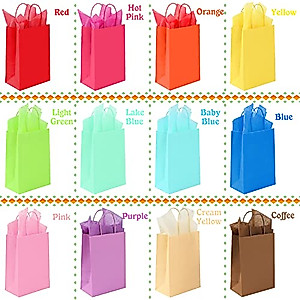 TOMNK 72 Pieces Small Gift Bags with 72 Tissue Paper 12 Colors Bulk Party Favor Bags with Handles, Rainbow Paper Bags Goodie Bags for Christmas Day, Wedding, Baby Shower, Birthday, Party and Gifts